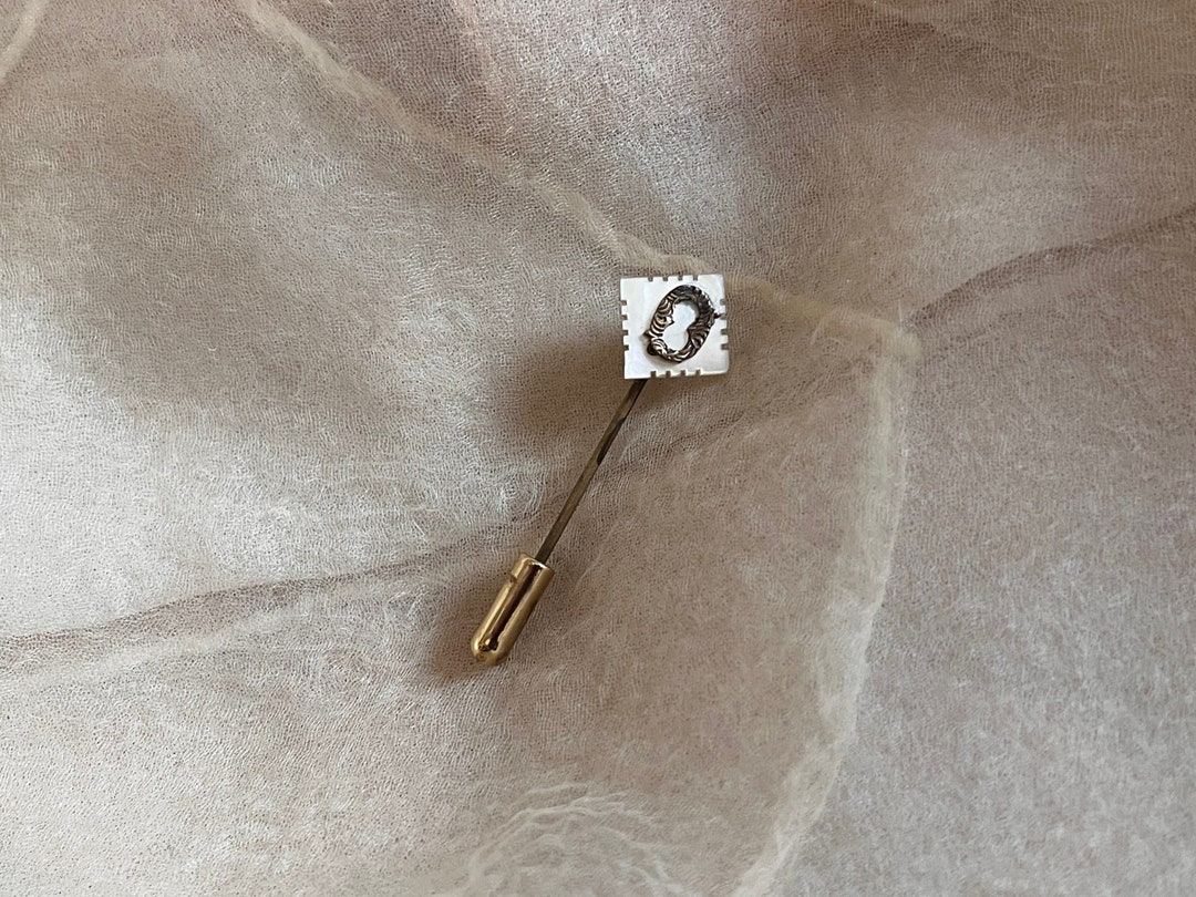 Antique Monogram "o" Stick Pin Mother of Pearl Square Brooch Initial ...