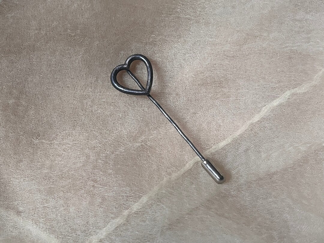 Vintage Sterling Silver Open Heart Stick Pin Brooch Keepsake Love ...