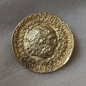 Vintage Gold Coin Roman Greek Ornate Brooch Pin Costume Statement ...