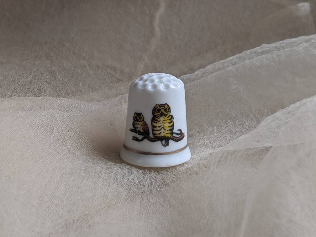 Vintage Decorated Porcelain Owl Thimble Halloween Bird - Etsy New Zealand