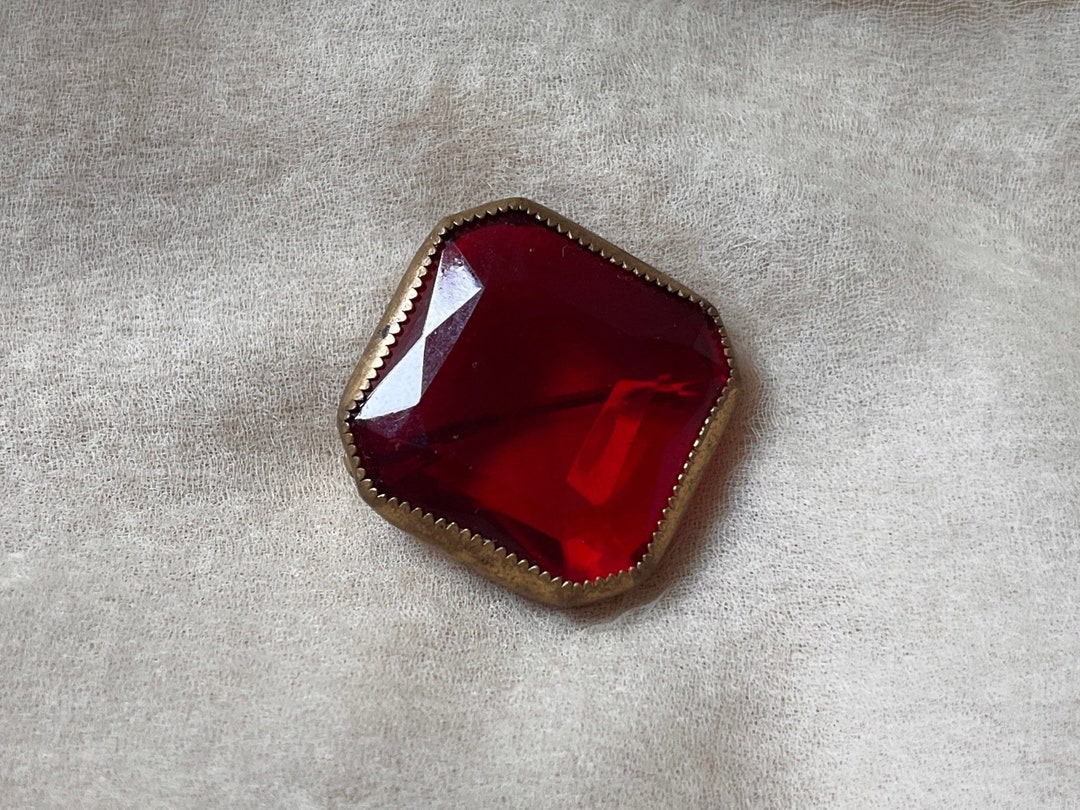 Antique Art Nouveau Blood Red Glass Gold Brass Motif Collar - Etsy