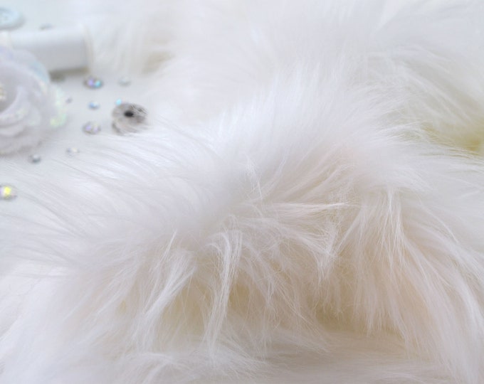 White Faux Fur 2 Pile, White Fur Fabric Craft Squares, Fursuit Fur ...