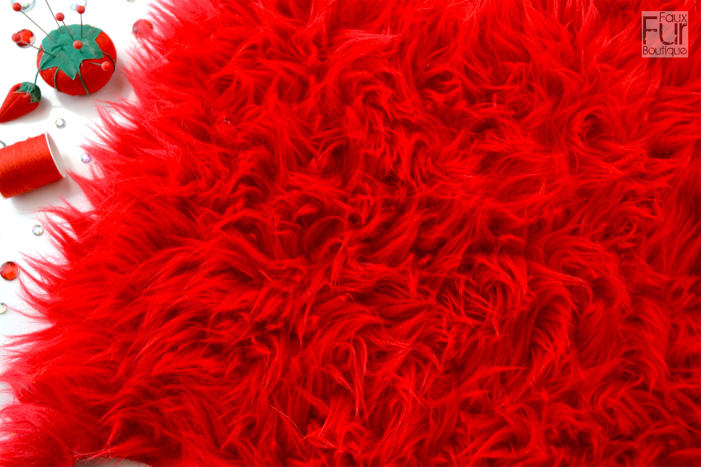 Red Faux Fur 2 Pile Red Fur Fabric Craft Squares Shag - Etsy
