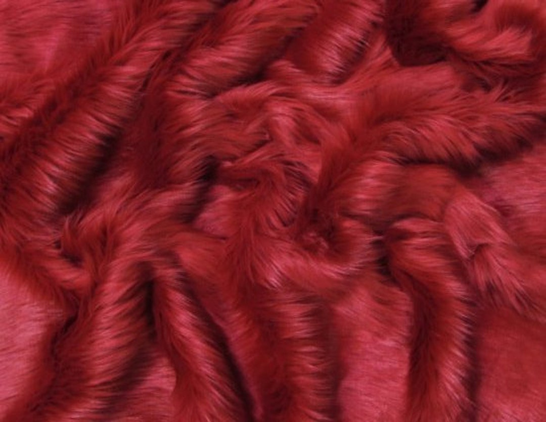 Dark Red Faux Fur 2 Pile, Red Fur Fabric, Dark Red Fur Craft Squares ...