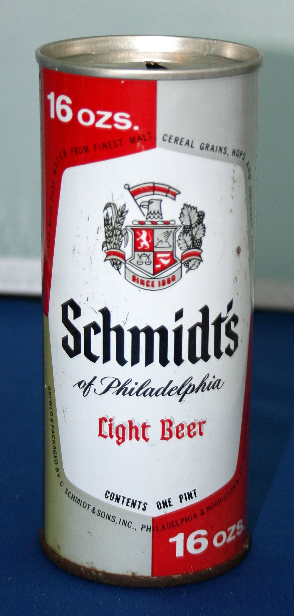 Vintage Schmidt's Light Beer Steel Can One Pint Pull Tab Opened & Empty ...
