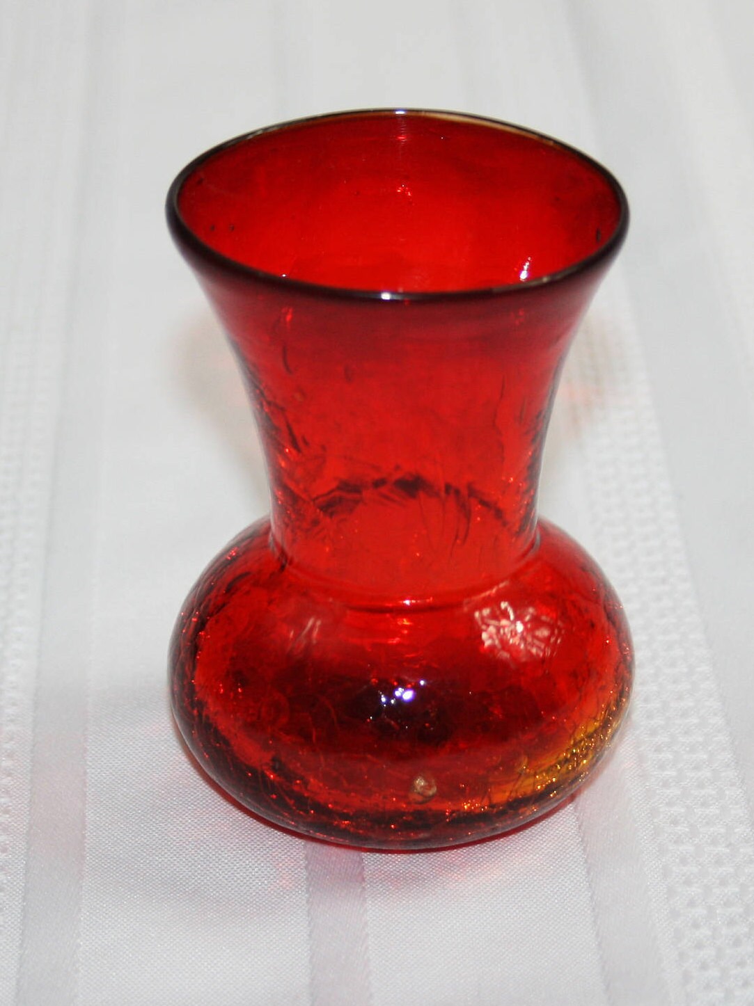 Vintage Red Crackle Glass Miniature Vase Knick Knack Collectible Art Glass Blenko Glass Pilgrim