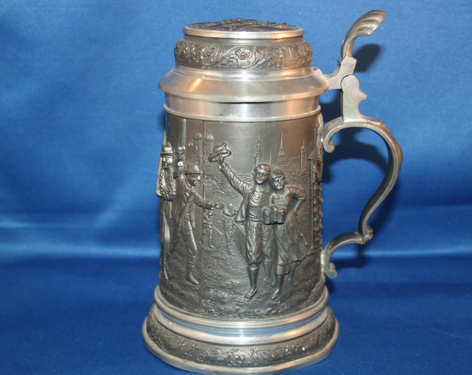 Vintage German Handwerks Siegel Pewter Lidded Beer Stein With Huntsman Ornate Relief Design - Etsy