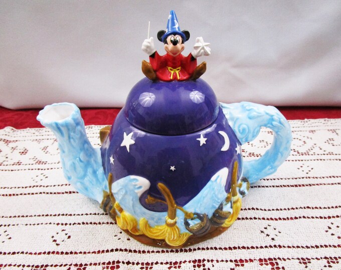 Vintage Disney Fantasia Sorcerer Mickey Mouse Porcelain Teapot Hand ...