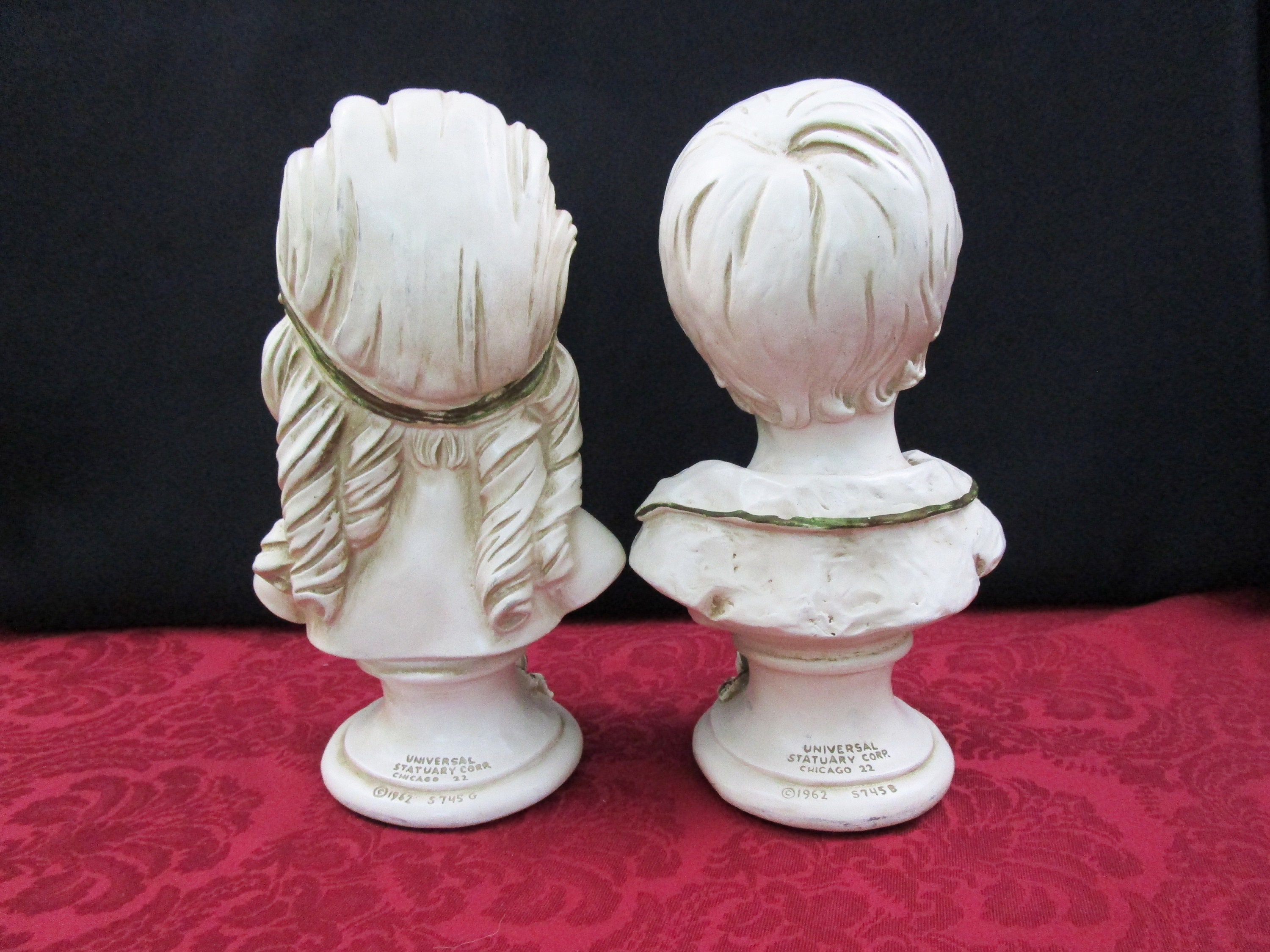 Vintage 1962 Universal Statuary Corp. Youth Bust Boy and Girl Statue ...