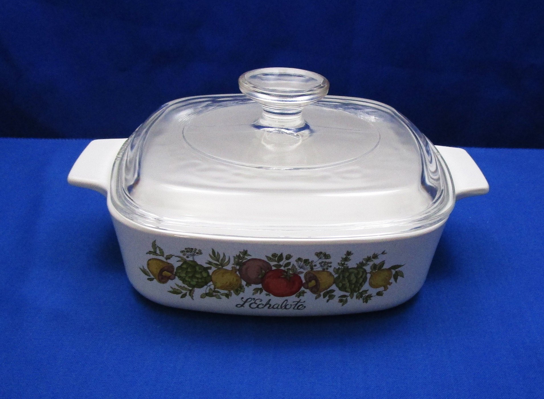Vintage CorningWare Spice Of Life 1 Liter Casserole Dish With Glass