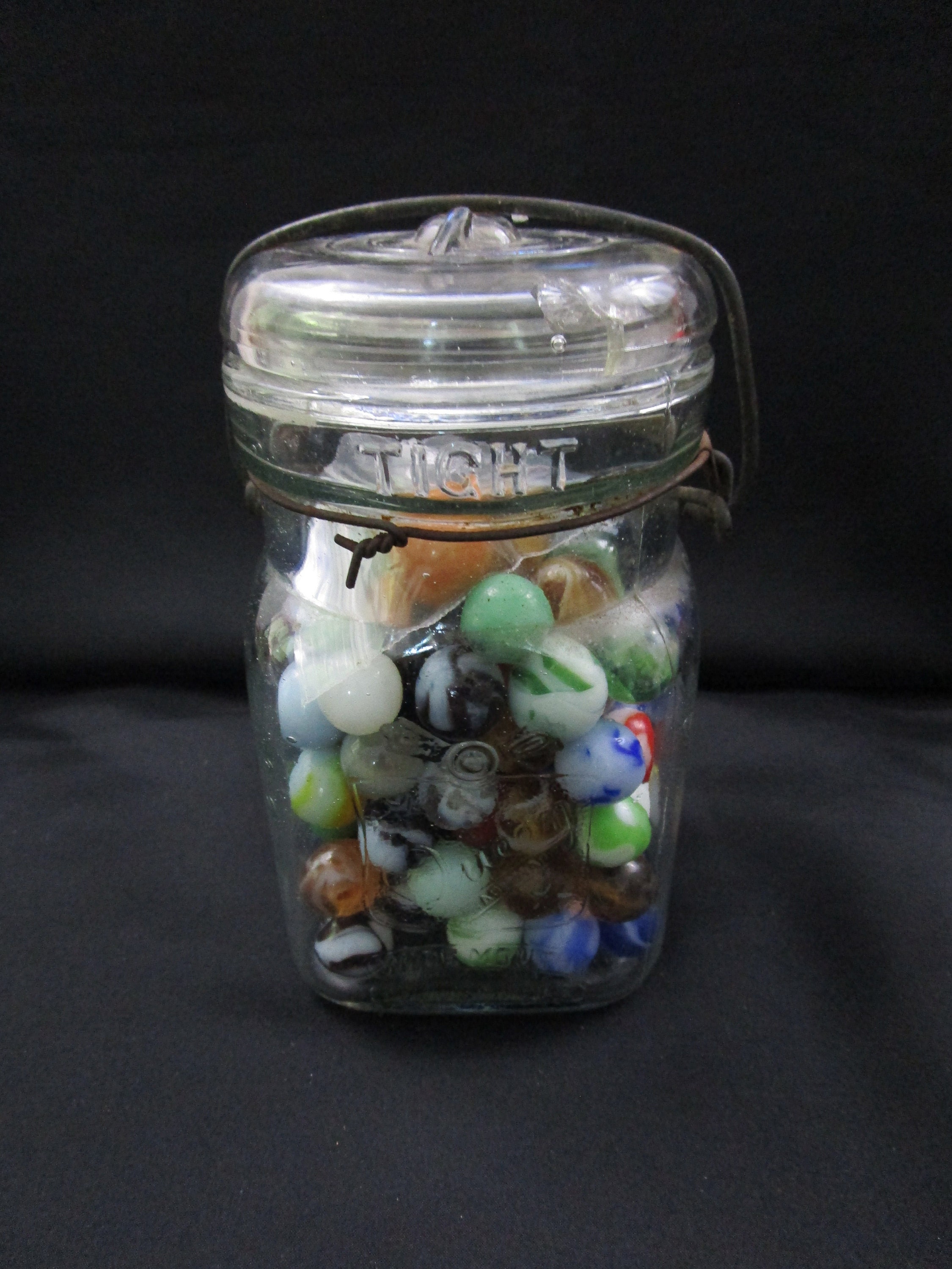 Colorful Marbles In A Jar
