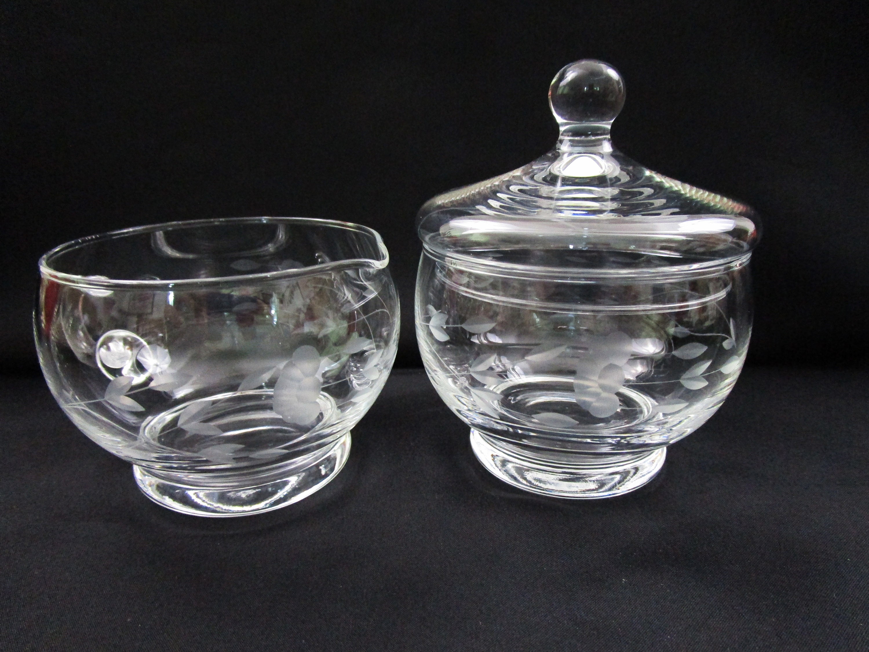 Vintage Princess House Crystal Creamer And Lidded Sugar Bowl Set