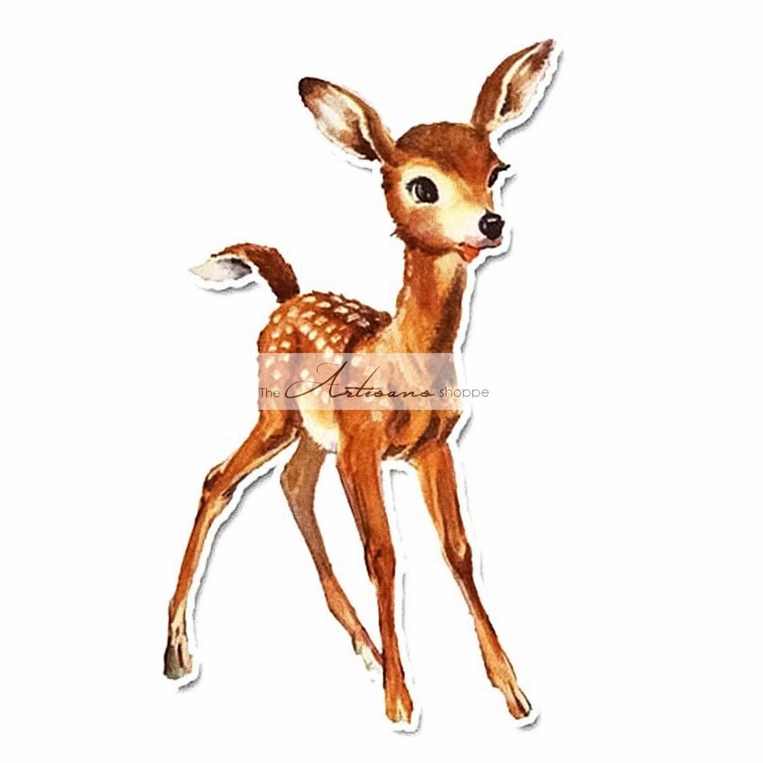 Baby Deer Fawn Cute Woodland Antique Vintage Art Image - Etsy