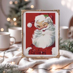 Vintage Christmas Santa Claus Wink Card - Instant Art Printable ...