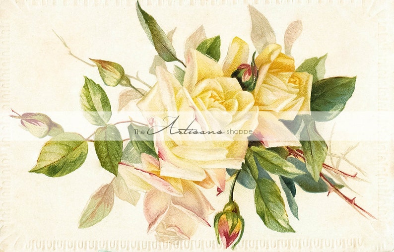 Digital Download Printable Art Yellow Pink Roses Flowers | Etsy