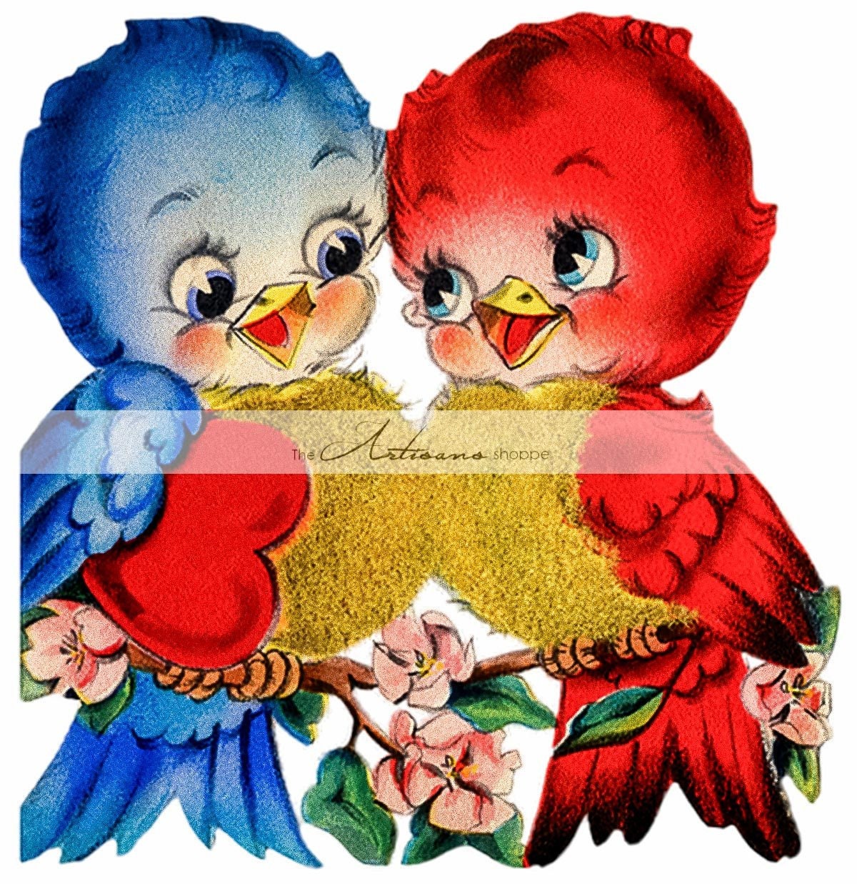 Vintage Love Birds Illustration