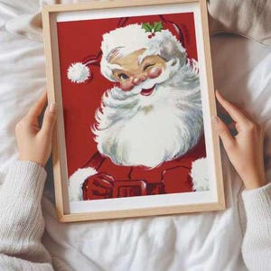 Vintage Christmas Santa Claus Wink Card - Instant Art Printable ...