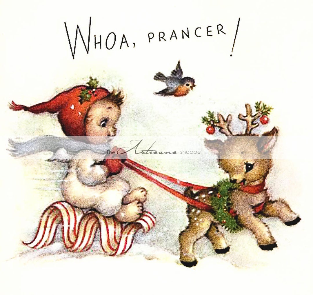 Instant Art Printable Download Whoa Prancer Christmas Card Art Image ...