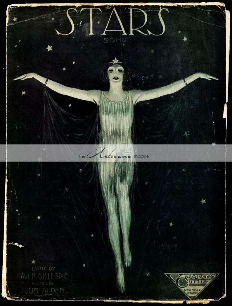 Stars Art Deco Musical Magazine Cover Art Vintage Ephemera - Etsy