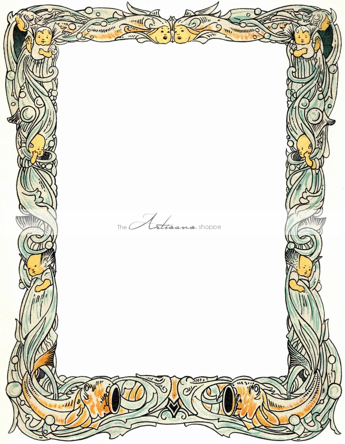 Printable Art Instant Download Mermaid Page Border Ocean | Etsy