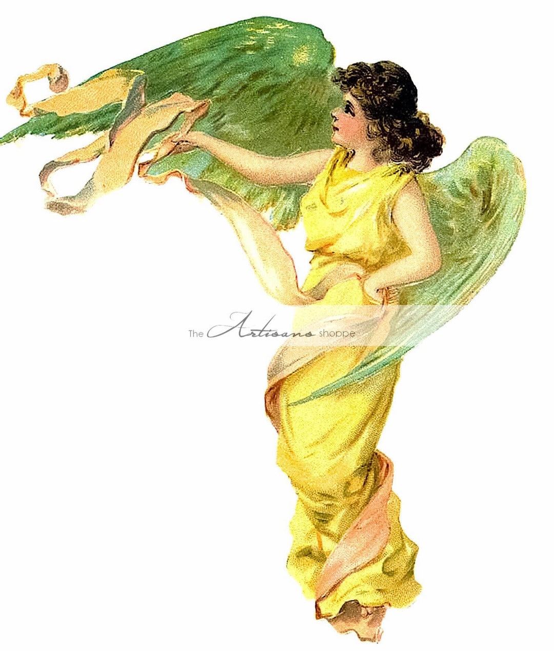 Digital Download Printable Art Angel Yellow Guardian Wings - Etsy