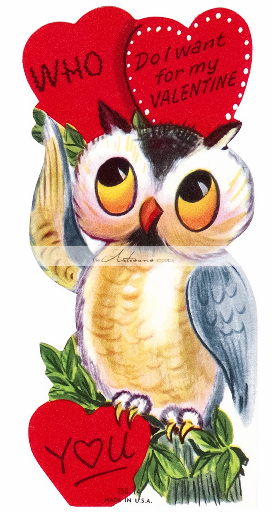 Printable Instant Download Vintage Owl Valentine Card Image Paper ...