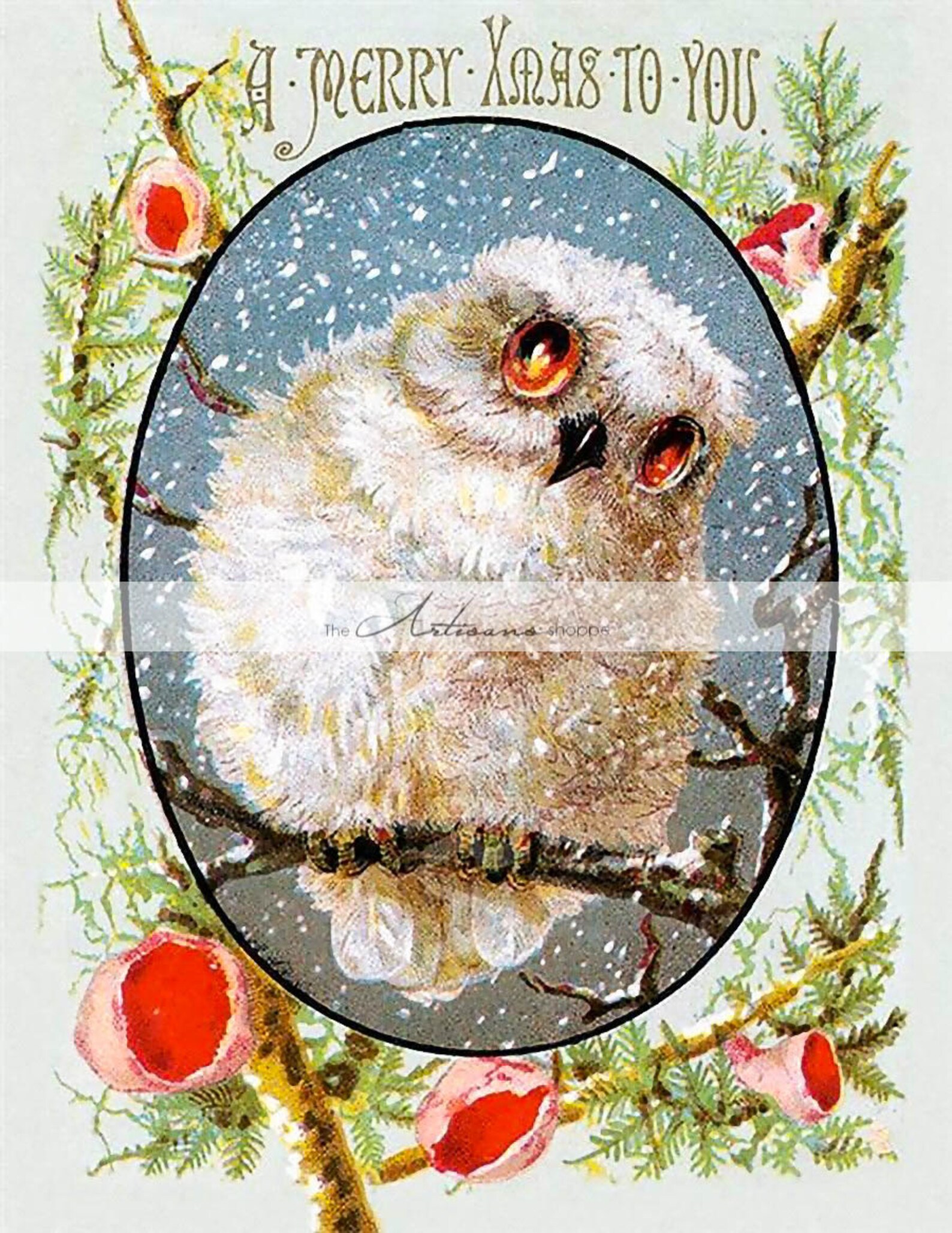 Snowy Owl Christmas Card Image Digital Download Printable - Etsy