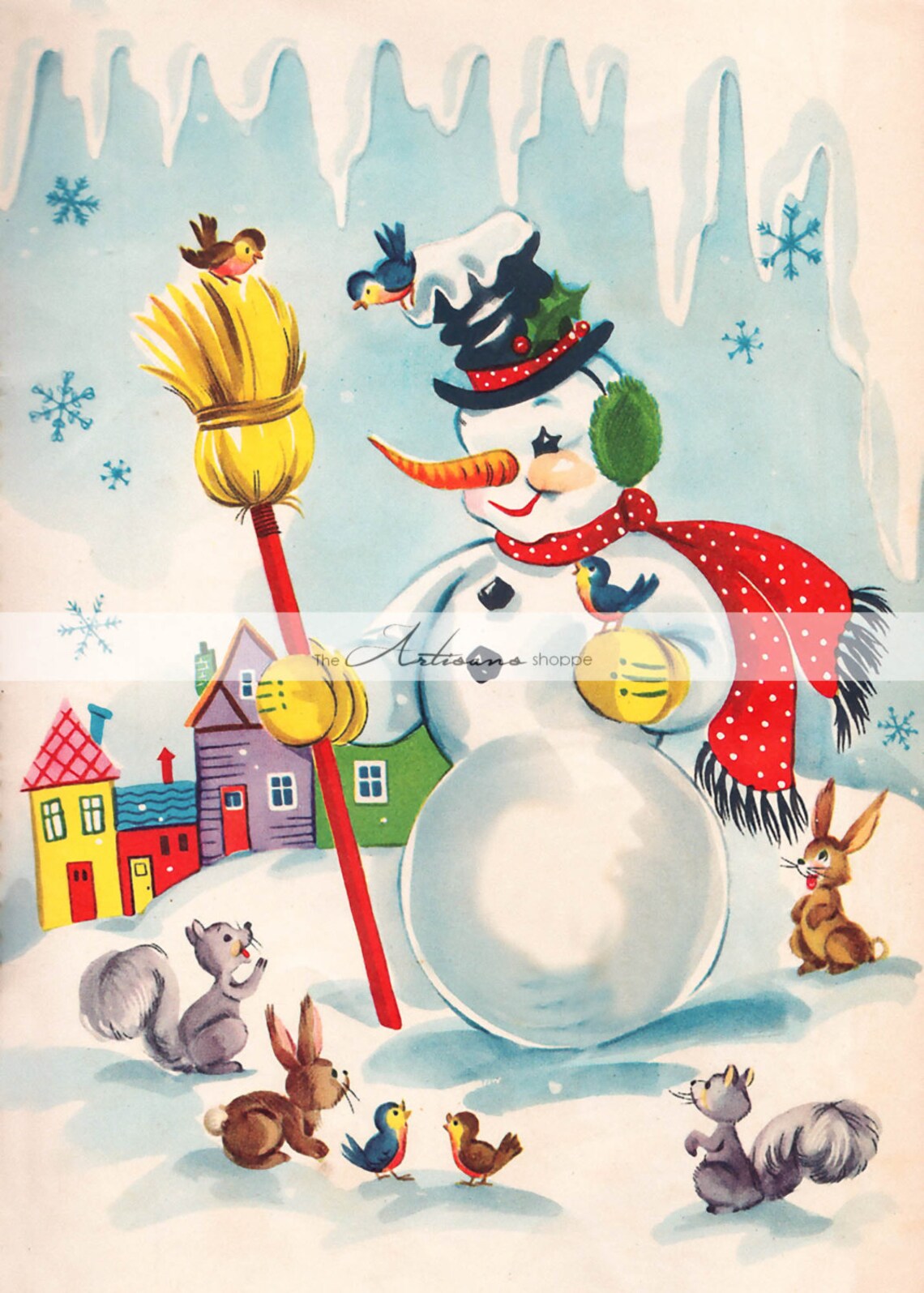 Digital Download Printable Christmas Card Snowman Frosty - Etsy