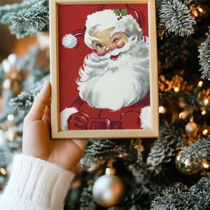 Vintage Christmas Santa Claus Wink Card - Instant Art Printable ...