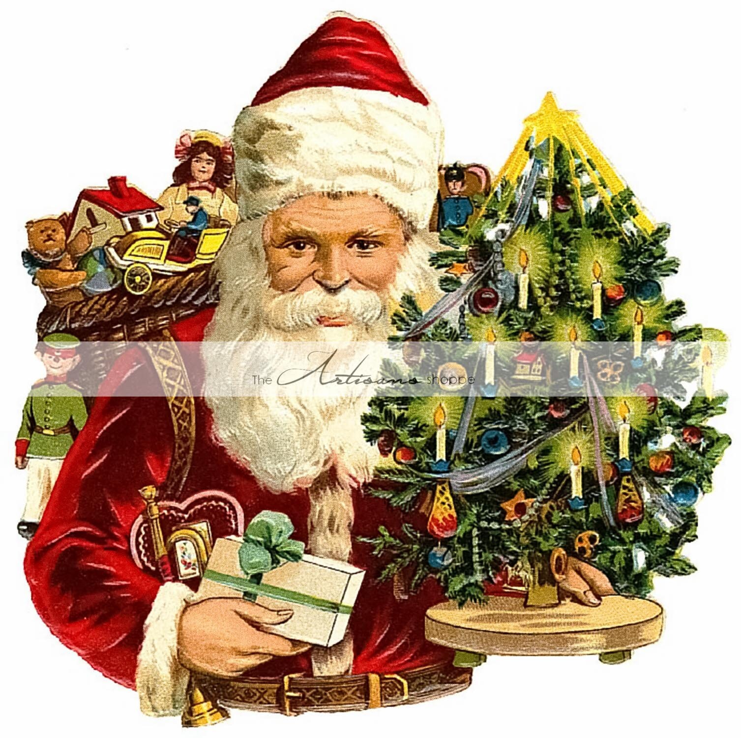 Instant Art Printable Download Santa Claus Christmas Tree - Etsy