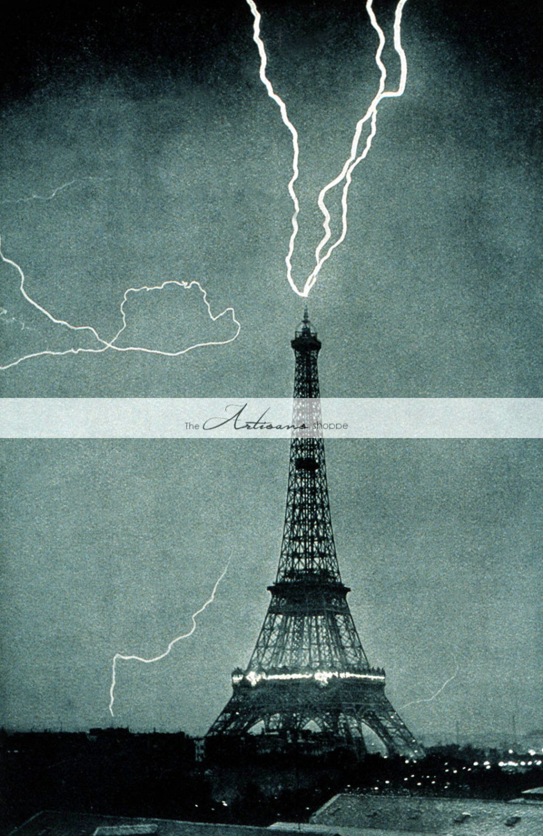 Descarga imprimible de arte instantáneo Relámpago golpeando la Torre ...