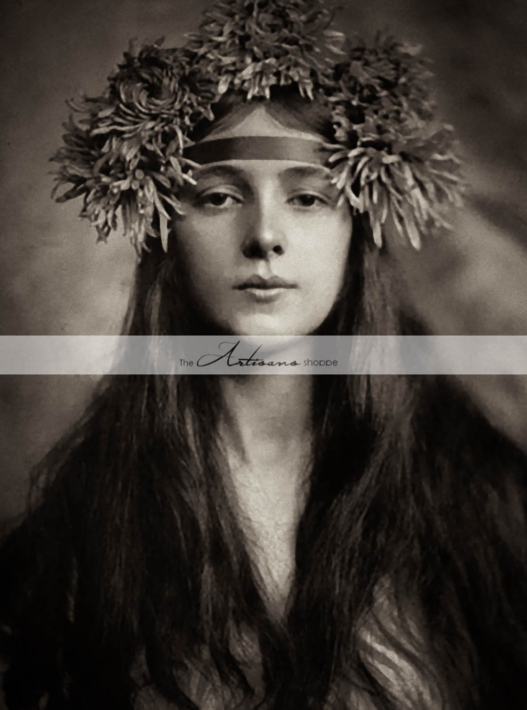 Evelyn Nesbit With Flowers in Her Hair Antique Vintage Photograph ...