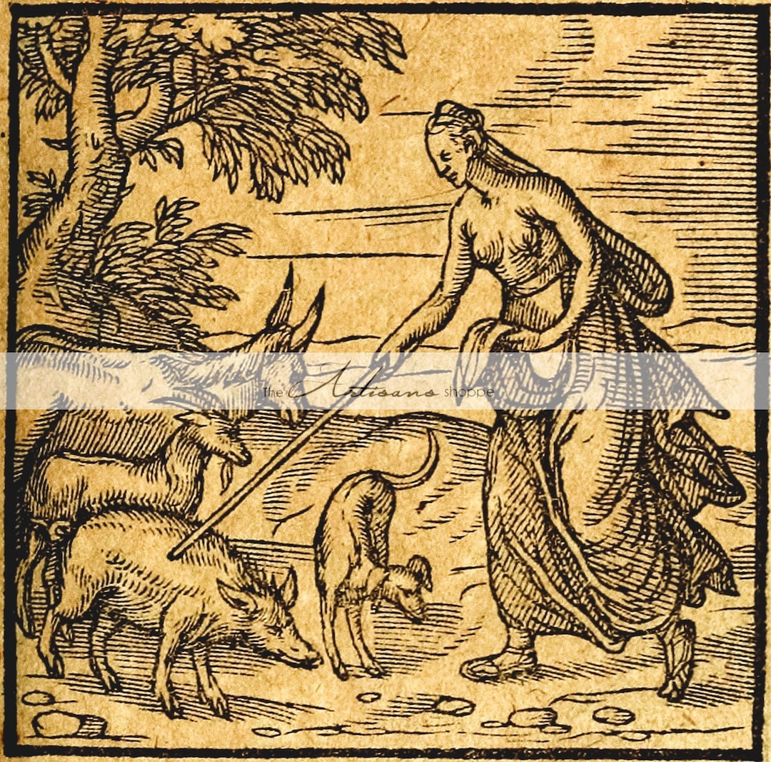 Instant Art Printable Download 1622 Beast Tamer Woman Farm - Etsy