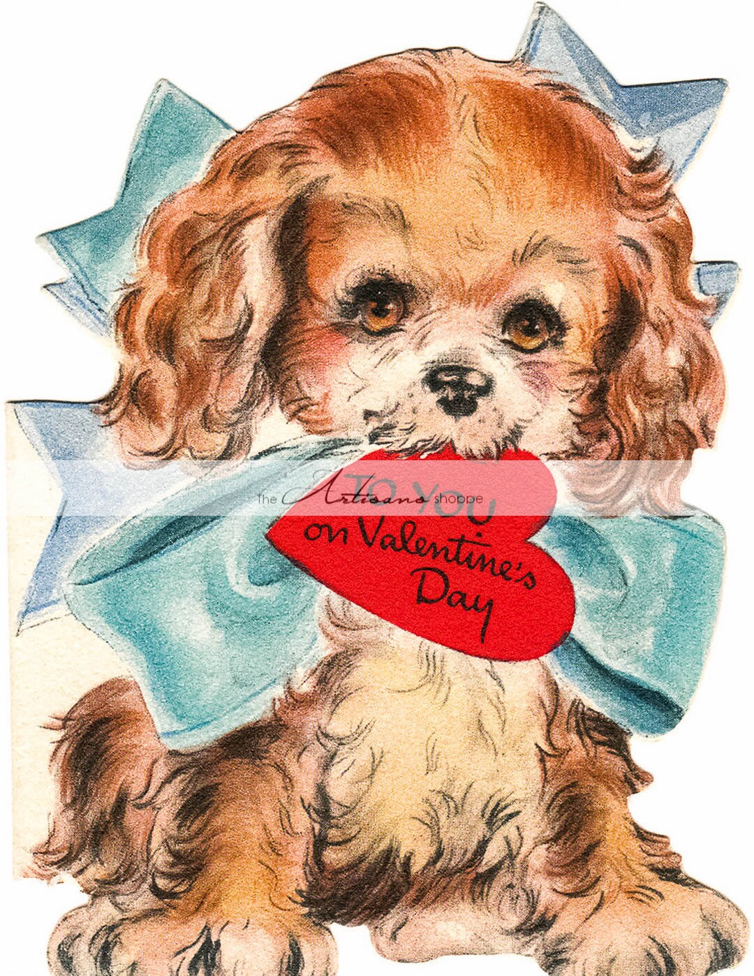 Printable Art Download Puppy Love Valentine Vintage Cute Dog Paper ...