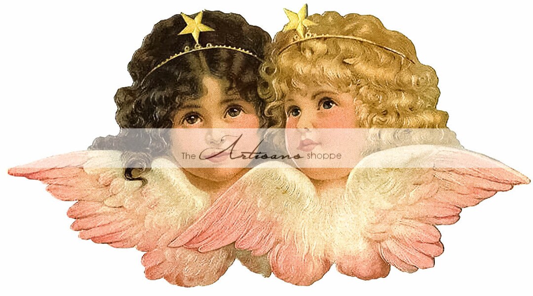 Antique Victorian Angels Pink Gold Digital Download - Etsy