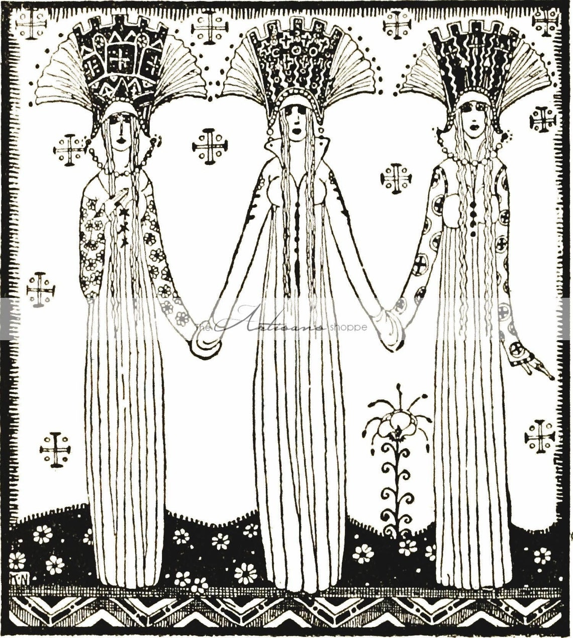 Instant Art Printable Download Three Queens Royal Medieval - Etsy