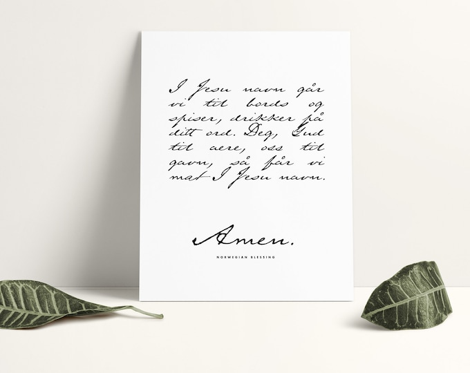 I Jesus Navn (norwegian Table Prayer) Modern Calligraphy Lettering ...