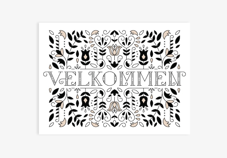 Velkommen Norwegian Welcome Modern Nordic Print Norwegian | Etsy