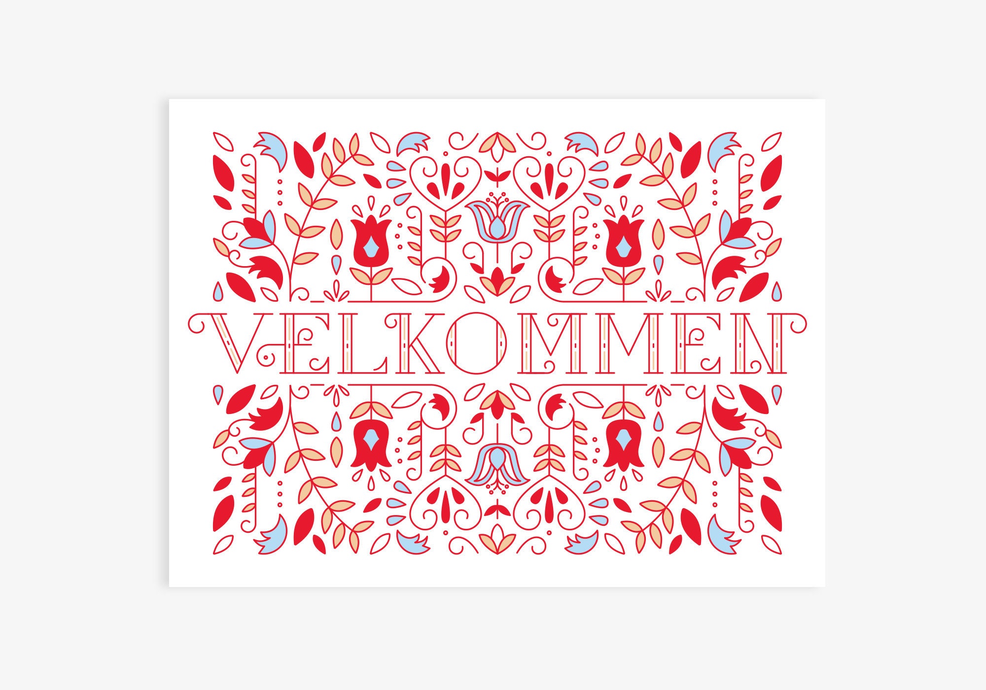 Velkommen (Norwegian Welcome) Modern Nordic Print, Norwegian ...