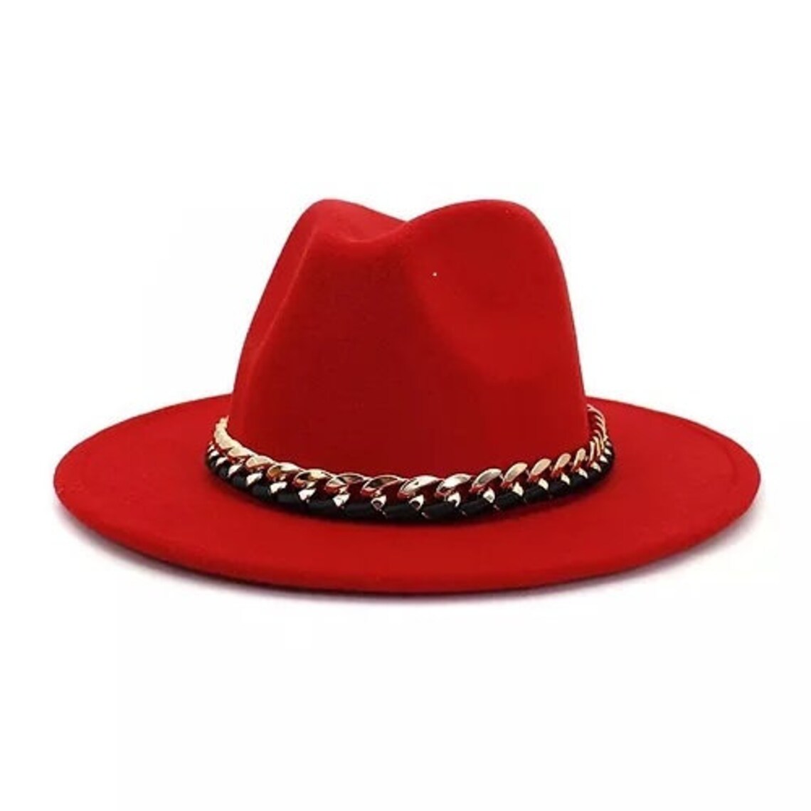 Red Fedora With Chain - Etsy
