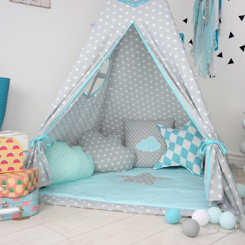 Baby Blue Teepee Star Teepee Grey Teepee Baby Blue Tent - Etsy