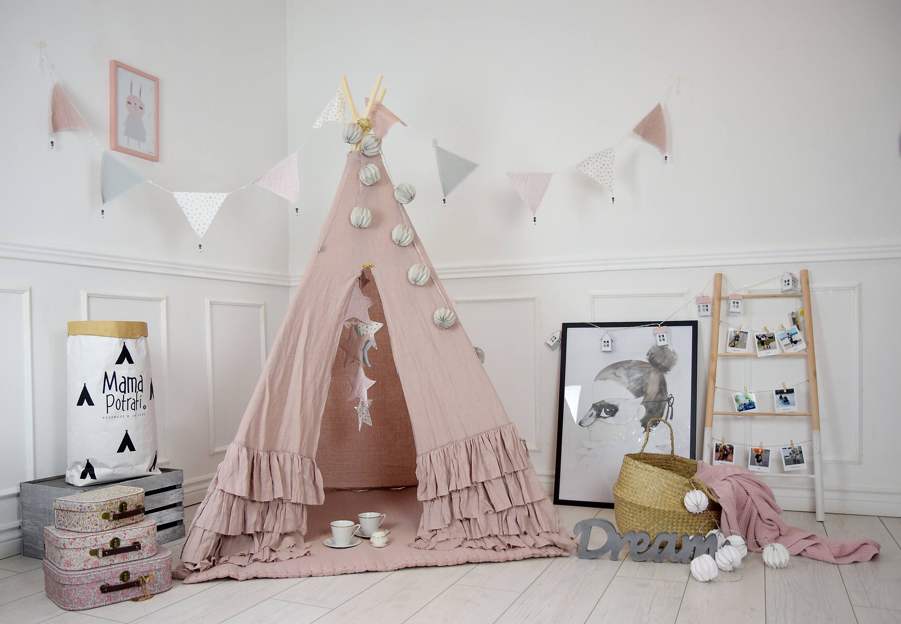 Powder Pink Bunting Flags Nursery Bunting Triangle Flags - Etsy