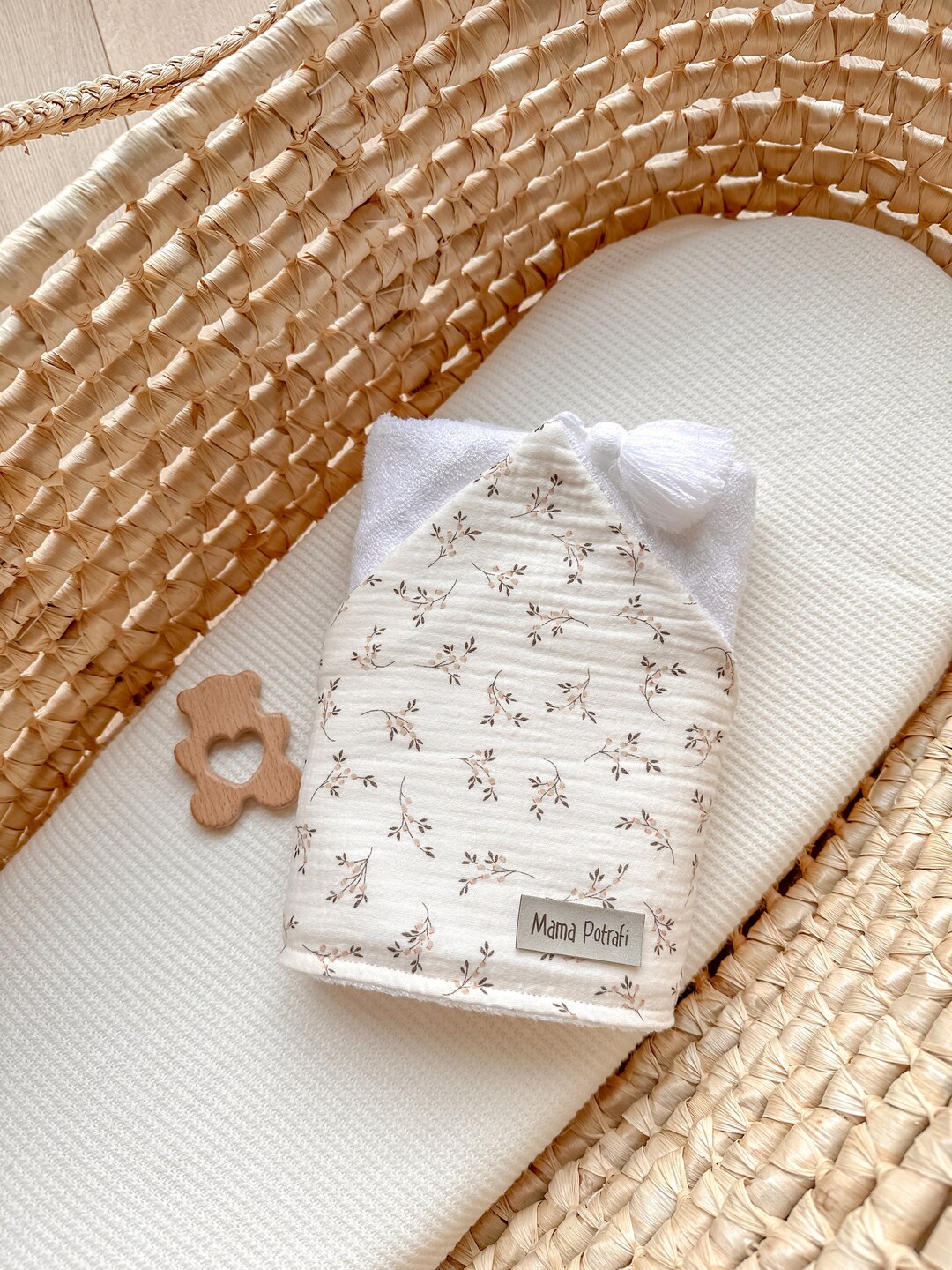 Hooded Bath Towel for Babies, Twigs, Absorbent Towel With Tassel ...