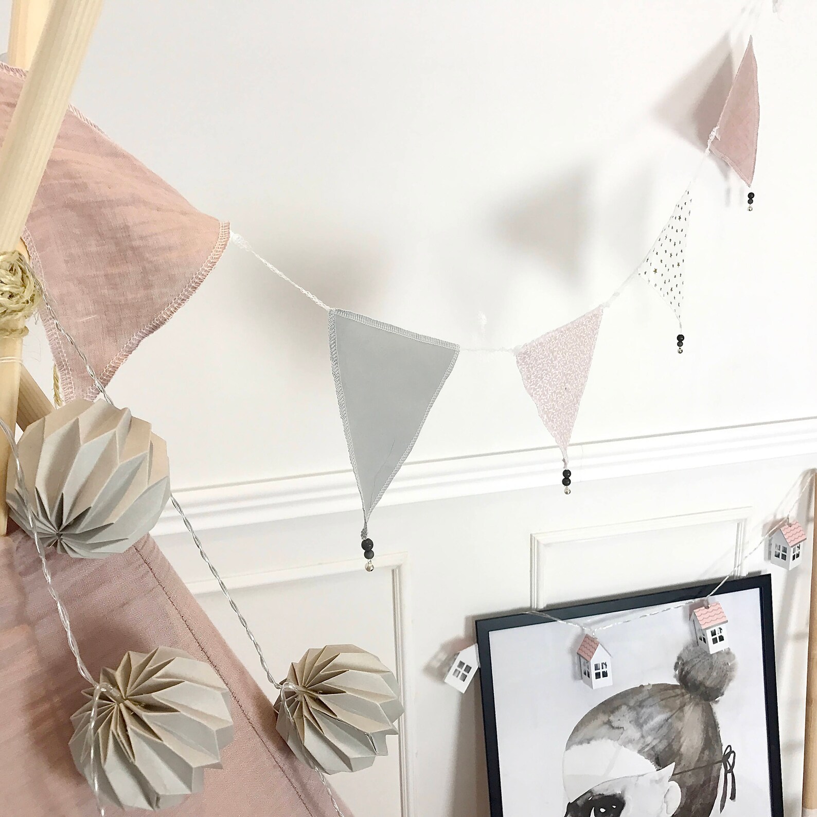 Powder Pink Bunting Flags Nursery Bunting Triangle Flags - Etsy