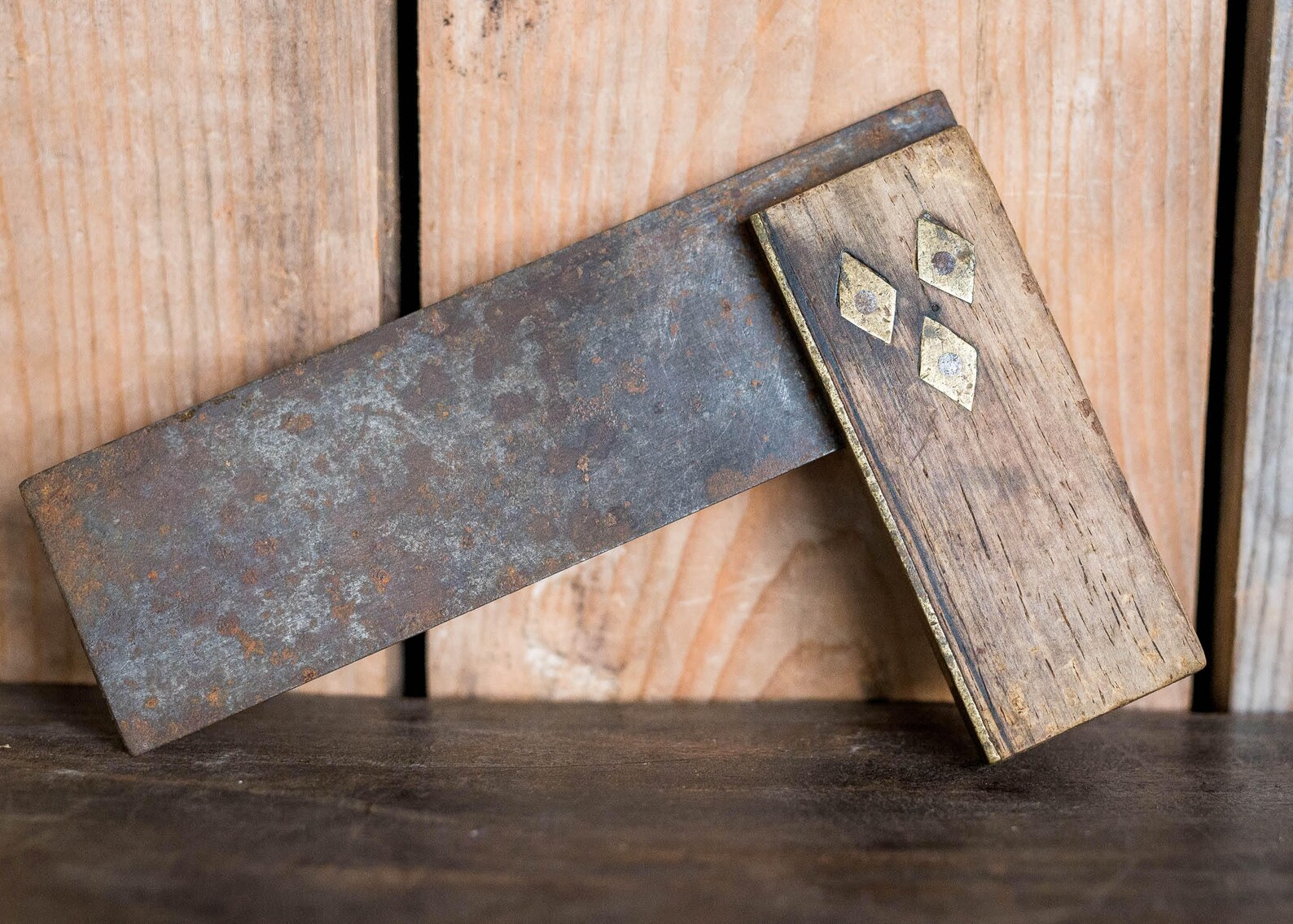 Antique Vintage Try T-square Tool Wood Brass Primitive - Etsy