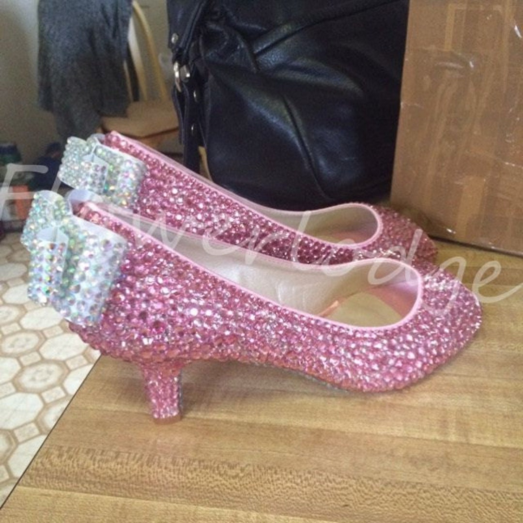 Kitten Women Pumps Pink Prom Shoes Handmade Customize Party Dance Shoe ...