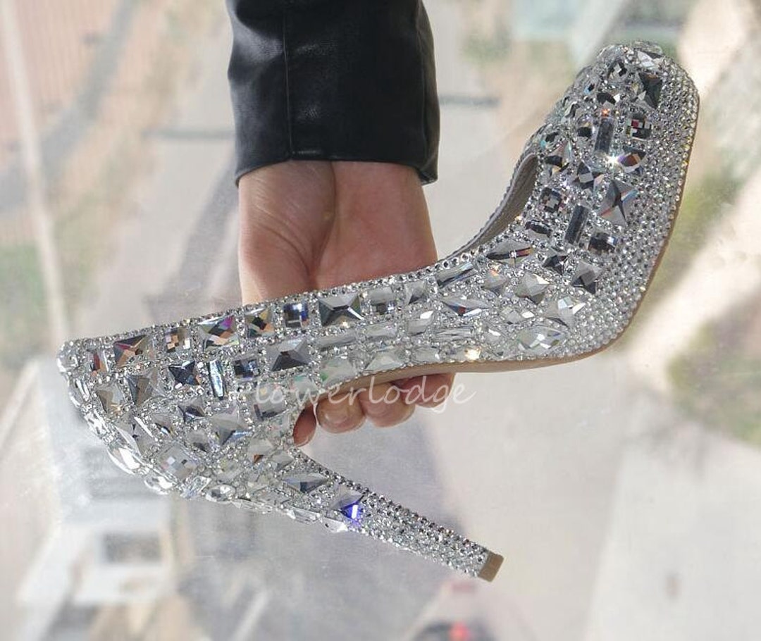 Bling Rhinestone Women Heel Shoes Closed Toe Classic Women Slippers ...