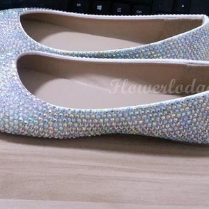 Rhinestone Ballet Flats Women Shoes AB Crystal Stones Sparkle Open Toe ...