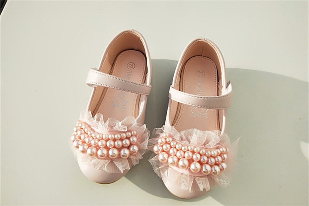 Ivory/light Pink Flower Girl Shoes Lace Toddler Girl Shoes Pearl Stones ...