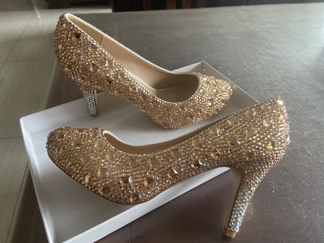 Champagne Women Shoes Light Gold/champagne Rhinestone Pumps Women Shoes ...